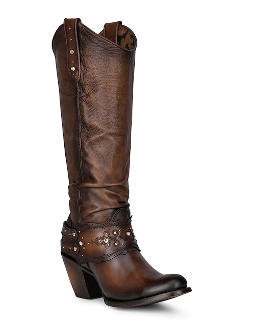 Bota media pierna Franco Cuadra de piel para mujer 1